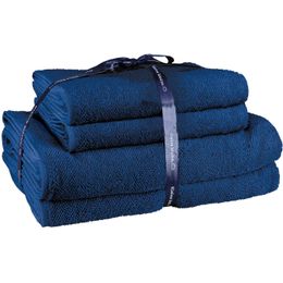 Handtuch Set Kleine Wolke "RELAX, 4 St&uuml;ck (2 Handt&uuml;cher 50x10 + 2 Duscht&uuml;cher 70x140)", blau (atlantikblau), 4 Stk., Frottier, Frottier, Obermaterial: 100% Baumwolle, Handtuch-Sets, moderne Melangeoptik, Handt&uuml;cher, Duscht&uuml;cher, mit Bord&uuml;re
