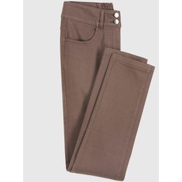 Bequeme Jeans Classic Basics, Damen, Gr. 26, Kurzgr&ouml;&szlig;en, dunkeltaupe, 81% Baumwolle, 17% Polyester, 2% Elasthan, unifarben, lang, Jeans