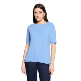 Kurzarmshirt Betty Barclay "Damen mit Tunnelzug", Damen, Gr. 38, azurine, Jersey, Obermaterial: 73% Viskose, 23% Polyester, 4% Elasthan, figurumspielend normal, U-Boot-Ausschnitt, Shirts