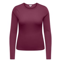 Langarmshirt Only CARMAKOMA "CARVAL L/S O-NECK TOP JRS NOOS", Damen, Gr. L, rot (fig), Jersey, Obermaterial: 95% Baumwolle, 5% Elasthan, unifarben, regular fit normal, Rundhals, Shirts Langarmshirt, Baumwollmischung, regular fit