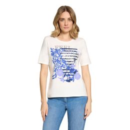 Kurzarmshirt Betty Barclay "Damen mit Placement", Damen, Gr. 36, patch cream, blau, Jersey, Obermaterial: 95% Baumwolle, 5% Elasthan, tailliert normal, Rundhals, Shirts