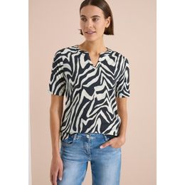 Kurzarmshirt Cecil, Damen, Gr. L (42), palm breeze gr&uuml;n, Jersey, Obermaterial: 50% Baumwolle, 50% Modal, bedruckt, h&uuml;ftbedeckend, Rundhals, abgesteppte Kante, Shirts, Sommershirt mit Zebra-Print