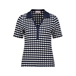 Kurzarmshirt Betty Barclay "Damen mit Struktur", Damen, Gr. 36, dunkelblau, wei&szlig;, Jersey, Obermaterial: 62% Polyester, 36% Viskose, 2% Elasthan, tailliert normal, V-Ausschnitt, Shirts