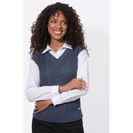 Pullunder Casual Looks "2-in-1-Pullunder", Damen, Gr. 36, rauchblau, ecru, 50% Baumwolle, 50% Polyacryl, gemustert, mehrfarbig, Pullover Pullunder