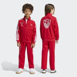T-Shirt & Shorts adidas originals "FIREBIRD TS", M&auml;dchen, Gr. 128, better scarlet, wei&szlig;, Obermaterial: 100% Polyester, KOB Set-Artikel