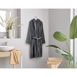 Unisex-Bademantel Kleine Wolke "Chill, ideal f&uuml;r Sauna & Spa, Hotelbademantel, Morgenmantel" Gr. L, grau (anthrazit), L:120cm, Baumwolle, Hausm&auml;ntel, f&uuml;r Damen & Herren, Uni Farben, zwei Taschen, S/M, L/XL