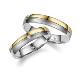 Partnerring MARRYA "Diamant Titan Ringe Trauringe Eheringe Partnerringe" Gr. 48, silber (damen ring, silber, gold), Fingerringe, Herren, 48, Titan