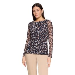 Kurzarmshirt Betty Barclay "Damen mit Animalprint", Damen, Gr. 36, dunkelblau, braun, Obermaterial: 95% Polyester, 5% Elasthan. Futter: 95% Viskose, 5% Elasthan, figurbetont normal, U-Boot-Ausschnitt, Shirts