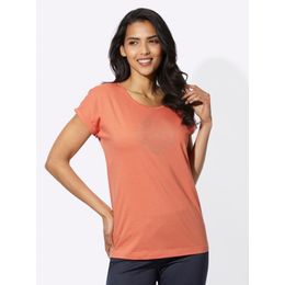 Kurzarmshirt "Freizeitshirt", Damen, Gr. 54, papaya, 100% Baumwolle, gemustert, Rundhals, Shirts