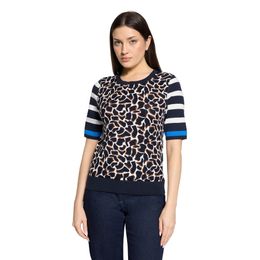 Kurzarmshirt Betty Barclay "Damen mit Aufdruck", Damen, Gr. 36, braun, cream, Strick, Obermaterial: 80% Viskose, 20% Polyamid, figurumspielend normal, Rundhals, Shirts