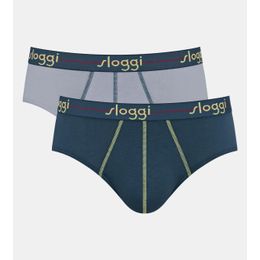 Midislip Sloggi "men Start", Herren, Gr. 4, blau, light combination, Single Jersey, Obermaterial: 96% Baumwolle, 4% Elasthan, k&ouml;rpernah, Unterhosen, sportliche geschnitten, ohne Eingriff, Cotton-Mix