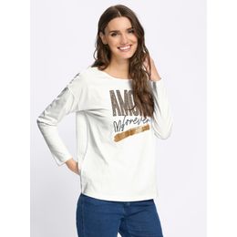 Langarmshirt Classic Basics "Langarm-Shirt", Damen, Gr. 38, ecru, taupe, 100% Baumwolle, Rundhals, Shirts Langarmshirt