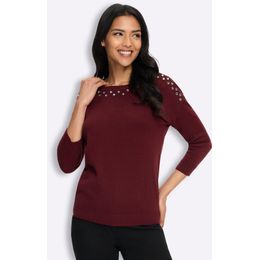 3/4 Arm-Pullover Classic Basics "Pullover", Damen, Gr. 38, bordeaux, 100% Polyacryl, unifarben, Pullover