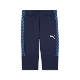 Trainingshose Puma "TEAMLIGA26 TRAINING 34 PANTS", Herren, Gr. M, N-Gr, blau (Puma navy, Puma wei&szlig;, blau horizon), Sweatware, Obermaterial: 100% Polyester, mehrfarbig, slim fit 3/4-L&auml;nge, Hosen Trainingshose, atmungsaktives Material, mit Rei&szlig;verschlusstaschen