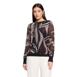 Kurzarmshirt Betty Barclay "Damen mit Plissee", Damen, Gr. 36, braun (taupe, schwarz), Obermaterial: 95% Polyester, 5% Elasthan. Futter: 95% Viskose, 5% Elasthan, figurbetont normal, U-Boot-Ausschnitt, Shirts