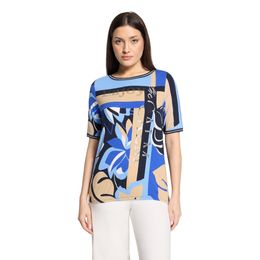 Kurzarmshirt Betty Barclay "Damen mit Tunnelzug", Damen, Gr. 36, dunkelblau, blau, Jersey, Obermaterial: 95% Viskose, 5% Elasthan, figurumspielend normal, U-Boot-Ausschnitt, Shirts