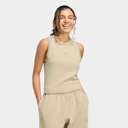 Tanktop adidas Sportswear "SOFT LUX", Damen, Gr. M, beige (wonder cargo), Obermaterial: 51% Polyester, 25% Modal, 15% Baumwolle, 9% Elasthan, Rundhals, Tops Tanktop, schmal geschnitten, aus dehnbarem Spacer-Material mit Modal