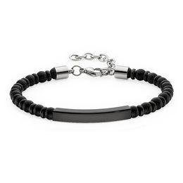 Edelstahlarmband Firetti "Schmuck Geschenk Armkette mit schwarzen Achatkugeln", edelstahlfarben, schwarz, schwarz, schwarz, Armb&auml;nder, Herren, 27cm, Edelstahl, Edelstahlarmband, mit Achat