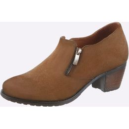 Stiefelette Heine, Damen, Gr. 36, camel, braun, Leder, Rindsleder, Veloursleder, Schuhe Stiefelette