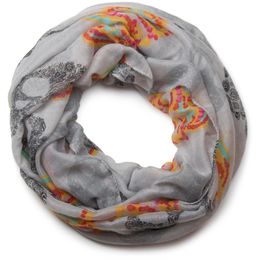 Loop styleBREAKER "Loop mit Sugar Skull Totenkopf Print", Damen, grau, Obermaterial: 100% Viskose CV., Modisch, Modet&uuml;cher Loop