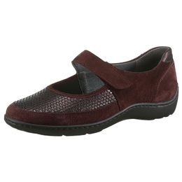 Waldl&auml;ufer Riemchenballerina WALDL&Auml;UFER "HENNI-Soft", Damen, Gr. 5 (38), rot (bordeaux), Nappaleder, Textil, Veloursleder, unifarben, Basic, Schuhe Riemchenballerina, Komfortschuh, Klettschuh, Bequemschuh in Weite H, mit Orthotritt