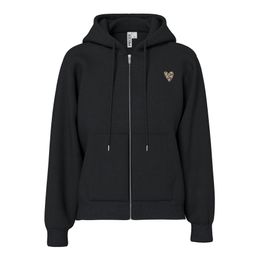Pieces Damen Kapuzensweatshirt "PCCHILLI LS ZIP HOODIE NOOS BC", schwarz, Gr. M, bestickt, unifarben, Sweatware, Obermaterial: 50% Baumwolle, 50%