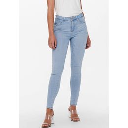 Skinny-fit-Jeans Only "ONLPOWER MID PUSH UP SK DNM AZG944 NOOS", Damen, Gr. XS (34), L&auml;nge 34, blau (special bright blau denim), Denim/Jeans, Obermaterial: 92% Baumwolle, 6% Polyester, 2% Elasthan, Abriebeffekte, skinny fit, Jeans