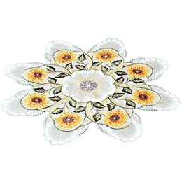Mitteldecke Delindo Lifestyle "Sonnenblumen" Gr. 1, wei&szlig;, B:85cm L:85cm, Polyester, Tischdecken, Mitteldecke, mit Digitaldruck