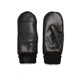 Baumwollhandschuhe Urban Classics "Urban Classics Unisex Puffer Imitation Leather Gloves", Damen, Gr. S/M, schwarz, 100% Polyester, Handschuhe