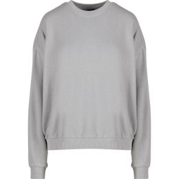 Sweater Urban Classics "Urban Classics Damen Ladies Oversized Light Terry Crewneck", Damen, Gr. XS, grau (lightasphalt), 70% Baumwolle, 30% Polyester, unifarben, Rundhals, Sweatshirts Sweater