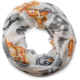 Loop styleBREAKER "Loop mit Sugar Skull Totenkopf Print", Damen, wei&szlig;, Obermaterial: 100% Viskose CV., Modisch, Modet&uuml;cher Loop