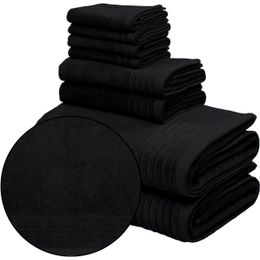 Handtuch Set OTTO HOME "Sanremo Premium, Premium Handt&uuml;cher, 600 gr/m&sup2;, dicke Qualit&auml;t", schwarz, 8 Stk., Frottier, Frottier, Obermaterial: 100% Baumwolle, Handtuch-Sets, Duscht&uuml;cher, Handt&uuml;cher, Seift&uuml;cher, 100% Baumwolle, 5 Jahre Garantie