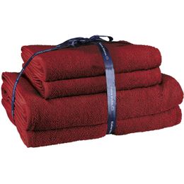 Handtuch Set Kleine Wolke "RELAX, 4 St&uuml;ck (2 Handt&uuml;cher 50x10 + 2 Duscht&uuml;cher 70x140)", rot (rubin), 4 Stk., Frottier, Frottier, Obermaterial: 100% Baumwolle, Handtuch-Sets, moderne Melangeoptik, Handt&uuml;cher, Duscht&uuml;cher, mit Bord&uuml;re
