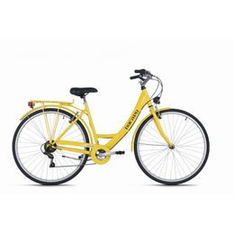 Cityrad Dacapo "Dacapo Damenrad 28'' Toscana Gelb 6 G&auml;nge RH 48 cm" Gr. 48, gelb, natur, Fahrr&auml;der, Damen, 48cm, 28 Zoll (71,12cm) hinten: 28 Zoll (71,12cm)