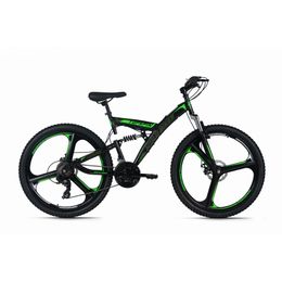 Mountainbike WYLD "WYLD Mountainbike Fully 26'' Topspin schwarz-gr&uuml;n" Gr. 46, schwarz, gr&uuml;n, schwarz, Fahrr&auml;der, Herren, 46cm, 26 Zoll (66,04cm) hinten: 26 Zoll (66,04cm)