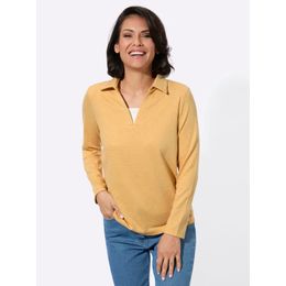 Casual Looks Damen Poloshirt "Poloshirt"ocker, meliert, Gr. 46, meliert, 56% Viskose, 24% Polyester, 18% Polyamid, 2% Elasthan, Shirts