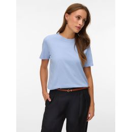 V&eacute;ro Moda Kurzarmshirt VERO MODA "VMPAULINA SS T-SHIRT GA JRS NOOS", Damen, Gr. XS, brunnera blau, Jersey, Obermaterial: 100% Baumwolle, unifarben, normal, Rundhals, Shirts, Baumwolle, regular fit