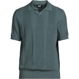 LANDS' END Feinstrick-Shirt mit Polokragen, Herren,  Gr&uuml;n, Baumwolle, by Lands' End