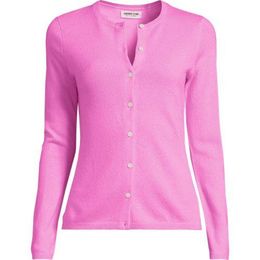 LANDS' END Kaschmir-Cardigan mit rundem Ausschnitt, Damen,  Pink, Kaschmir, by Lands' End