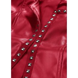 bonprix Lederimitat-Jacke, rot, Gr.40, Zeitloser Lederimitat-Blazer mit NietenLederimitat