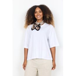 T-Shirt soyaconcept "SC-DERBY 165", Damen, Gr. L, wei&szlig;, Single Jersey, Obermaterial: 100% Baumwolle, unifarben, bequem h&uuml;ftlang, Rundhals, weit, Shirts T-Shirt, aus Baumwolle, bequeme Passform, pflegeleicht, unifarbene Optik