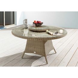 Garten-Essgruppe Destiny "&raquo;MALAGA LUNA&laquo;", wei&szlig; (vintage wei&szlig;), Polyester, Aluminium, Polyester, Polyrattan, Sitzm&ouml;bel-Sets, inkl. Auflagen