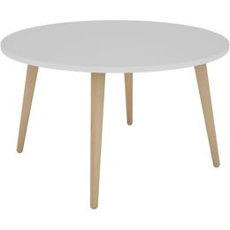 Couchtisch ByLiving "LASSE", wei&szlig;, wei&szlig;, B:80cm H:46cm T:80cm, Tische, Couchtisch, Tischplatte wei&szlig;, Gestell Buche natur, Breite: 80 cm
