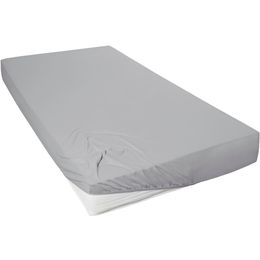 Spannbettlaken Primera "Mako-Feinjersey Spannbetttuch", grau (granit), L:200cm, Mako-Jersey, Obermaterial: 100% Baumwolle, Bettlaken, Spannbettlaken, Geeignet f&uuml;r Standardmatratzen bis 22 cm, 100% Baumwolle