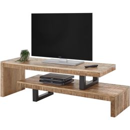 TV-Schrank Stolkom "Beed", braun (mango massiv), B:140cm H:45cm T:40cm, Massivholz, Schr&auml;nke, Lowboard besteht aus 2 beweglichen Teilen damit variabel stellbar