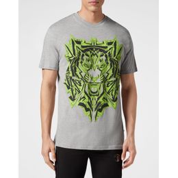 T-Shirt Plein Sport "Thunder Tiger", Jungen, Gr. S, grau (10, grau), Obermaterial: 100% Baumwolle, Shirts T-Shirt