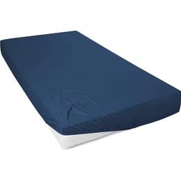 Spannbettlaken Primera "Mako-Feinjersey Spannbetttuch", blau (marine), L:200cm, Mako-Jersey, Obermaterial: 100% Baumwolle, Bettlaken, Spannbettlaken, Geeignet f&uuml;r Standardmatratzen bis 22 cm, 100% Baumwolle