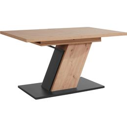 S&auml;ulen-Esstisch Hela "Gesa", schwarz (artisan eiche, schwarz, artisan eiche, schwarz, artisan eiche, schwarz), H:76cm, Tische, ausziehbar 140-180 cm