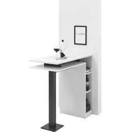 Bartisch Stolkom "Bay", grau (wei&szlig;, beton dunkel, wei&szlig;, beton dunkel, wei&szlig;), H:103cm, Tische, Bartisch, wei&szlig;, Tisch mit Ablagef&auml;cher