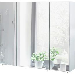 Spiegelschrank Schildmeyer "Basic", wei&szlig; (wei&szlig; glanz), B:90cm H:70,7cm T:16cm, Schr&auml;nke, Spiegelschrank, Breite 90 cm, 3-t&uuml;rig, Glaseinlegeb&ouml;den, Made in Germany